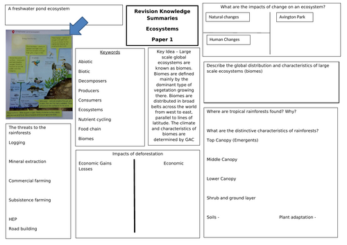 Retrieval Sheet (revision) Year 10/11 Living world & Cold Environments ...