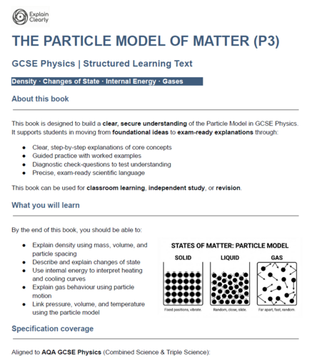 Explain Clearly: GCSE Physics — Particle Model of Matter (P3 ...