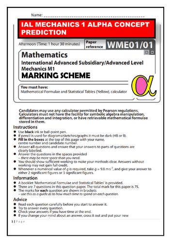 Edexcel A Level Mechanics 1 (M1) Predictions 2026 – Exam-Style ...