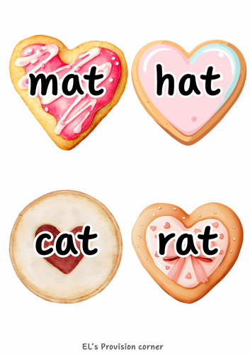 CVC word and picture match- heart- valentines- provision | Teaching ...