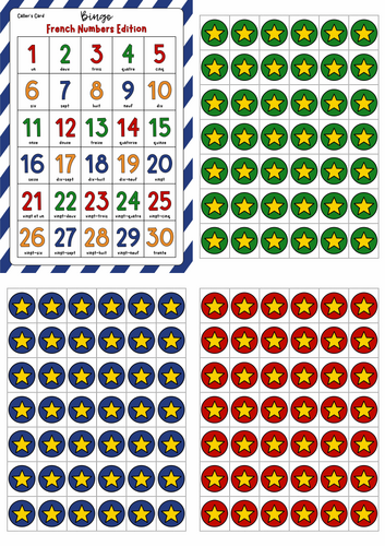 French Bingo - French Numbers Practice 1-30 | Teaching Resources