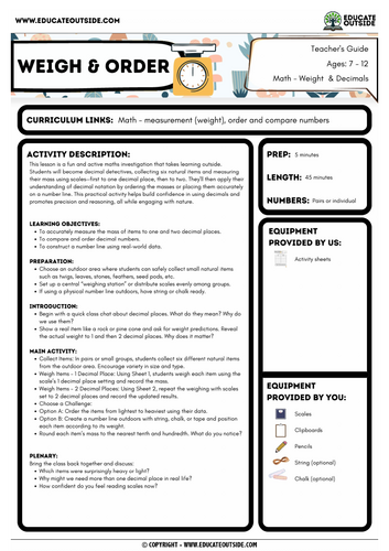 Measuring Mass with Decimals | Outdoor Maths Weight Investigation ...