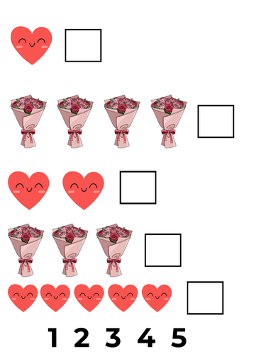 Valentine’s Day Counting Sheets 1–10 | Teaching Resources