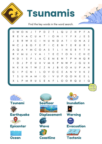 Tsunamis Word Search | Illustrated Geography Vocabulary Activity ...