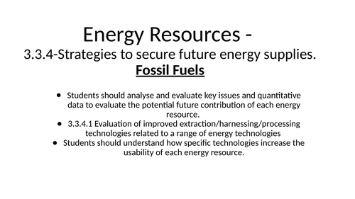 A-Level Environmental Science: Energy Resources – Fossil Fuels (Spec 3. ...