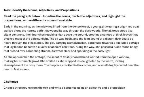 Nouns, Adjectives & Prepositions | Teaching Resources