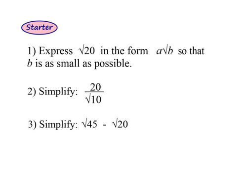 Shapes and Surds | Teaching Resources