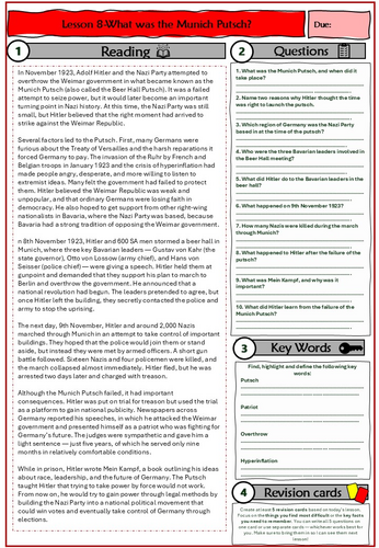 Weimar and Nazi Germany Revision Booklet | Teaching Resources