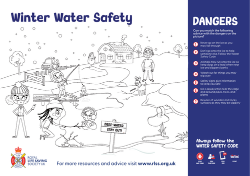 Winter Water Safety Colouring activity sheet | Teaching Resources
