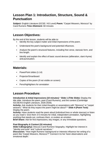 Songs of Ourselves. Carpet Weavers, Morocco - Carol Rumens | Teaching ...