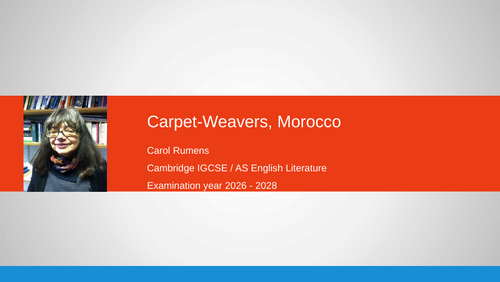 Songs of Ourselves. Carpet Weavers, Morocco - Carol Rumens | Teaching ...