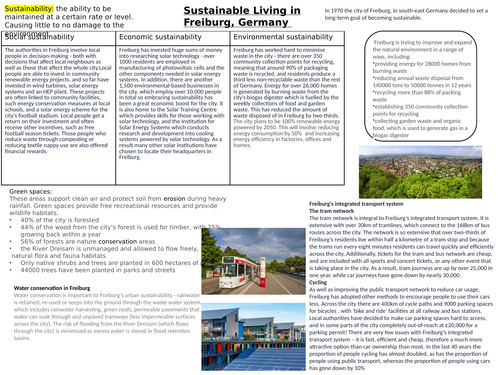 GCSE GEOGRAPHY Freiburg Sustainable living example | Teaching Resources