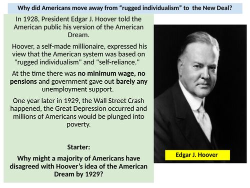 A Level Edexcel USA American Dream - Rugged Individualism to the New ...