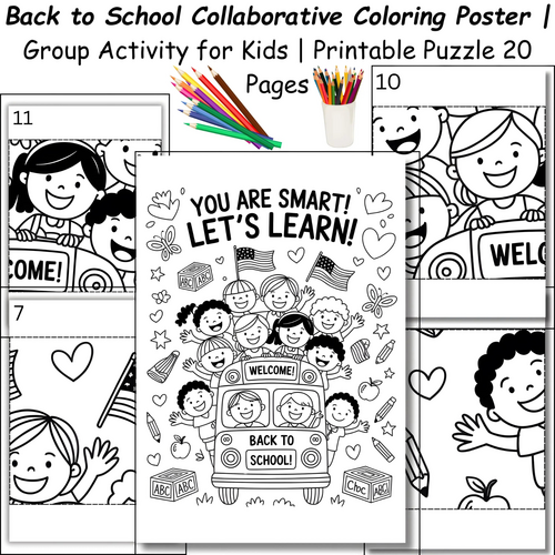 Back to School Collaborative Coloring Poster | Group Activity | 20 ...