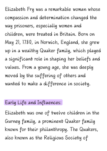 Elizabeth Fry: The Woman Who Transformed Prisons, An Educational read ...