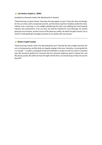 Language Change Over Time: Model Texts & A Comparative Analysis (A ...