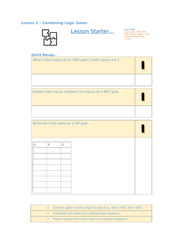 GCSE Computer Science – Boolean Logic Lesson 3: Combining Logic Gates ...