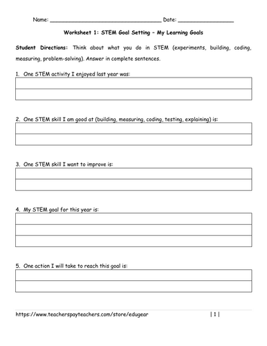 STEM Goal Setting Writing + New Year 2026 Art Coloring | Updated Yearly ...