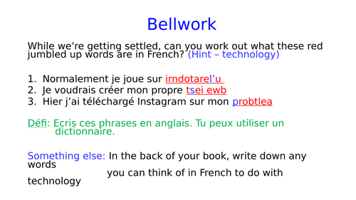 GCSE French Revision or Introduction Lesson – La Technologie (Year 10 ...
