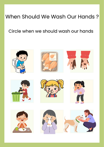 When Should We Wash Our Hands? – SEN & SEMH Visual Worksheet | Teaching ...