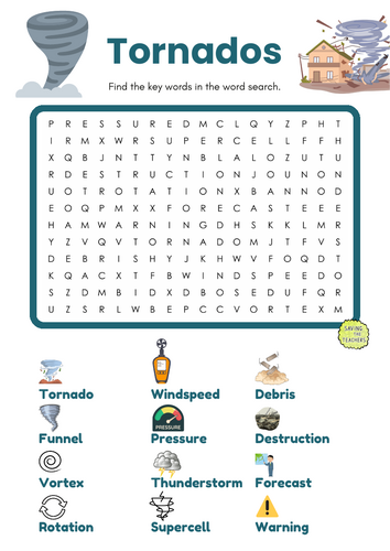 Tornadoes Word Search | Severe Weather Vocabulary Activity | Teaching ...