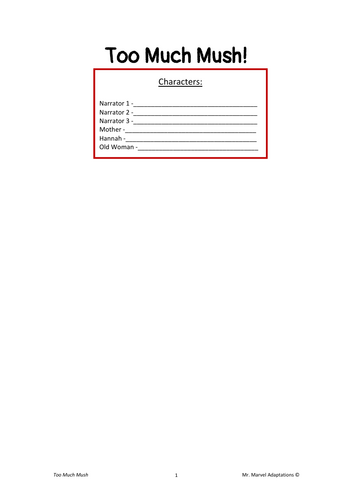 Too Much Mush German Folktale Readers' Theatre Unit with Rubric ...