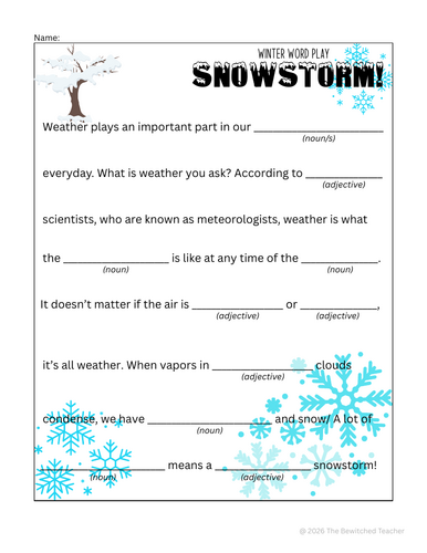 Winter Word Play: Fill-In-the-Blank Winter Stories | Teaching Resources