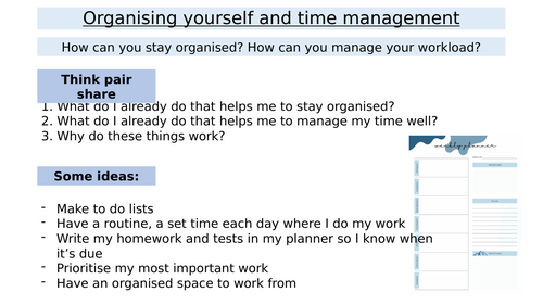 Time Management & Organisation Skills - PSHE Tutor Time Lesson ...