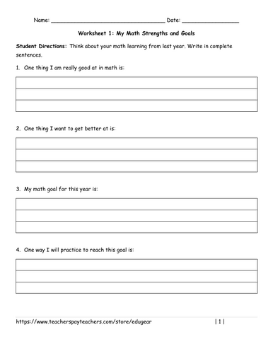 Math Goal Setting Writing + New Year 2026 Art Coloring | Updated Yearly ...