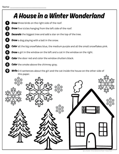 A House in a Winter Wonderland: Following Directions & Writing Activity ...