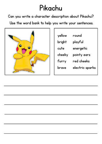 Pokémon Character Description Writing Worksheets Bundle | KS1 - KS2 ...