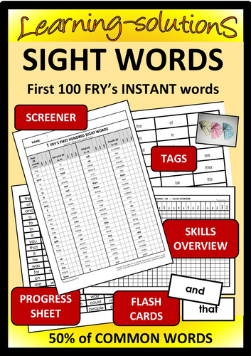 SIGHT WORDS - FRY'S First 100 Words FREE | Teaching Resources