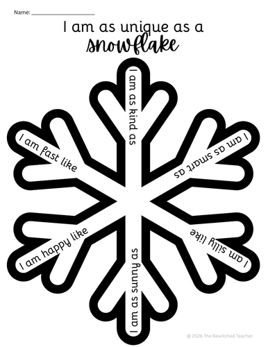 I Am as Unique as a Snowflake | Winter Sentence Writing Pages ...