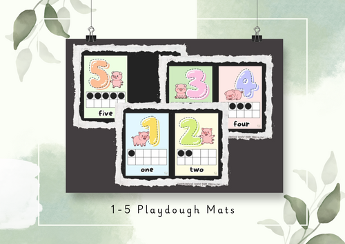 Numbers 1–5 Playdough Mats with Ten Frames and Pigs | Teaching Resources