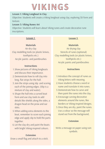 Create Your Own Viking Clay Boat & Rune Slab Lesson and Resources ...
