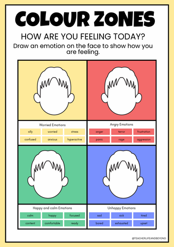 Emotion Feelings Colour Zones Activities | Teaching Resources