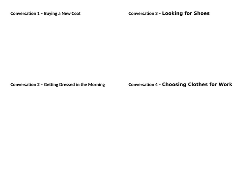 Pre-Entry ESOL Clothes Vocabulary Pack | Worksheets, Speaking ...