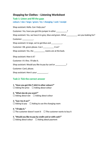Pre-Entry ESOL Clothes Vocabulary Pack | Worksheets, Speaking ...