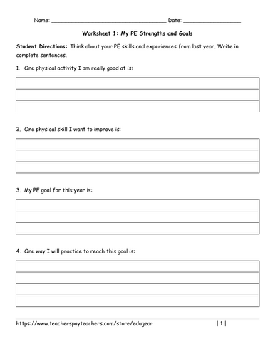 Physical Education Goal Setting Writing + NY 2026 Art Coloring ...
