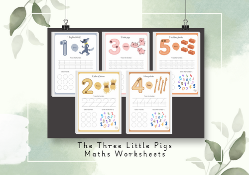 The Three Little Pigs 1-5 Maths Worksheets | Teaching Resources