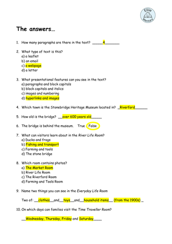 Museum Webpage reading comp - ESOL E3 | Teaching Resources
