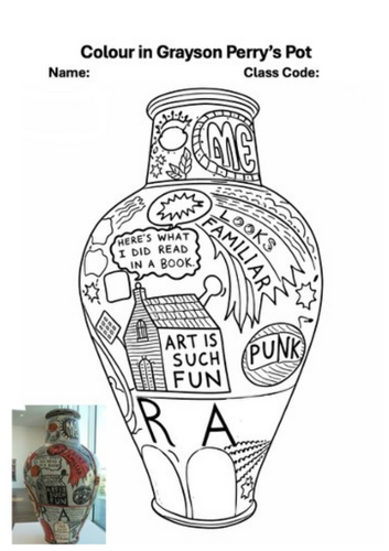 Grayson Perry Colour in the pot worksheet | Teaching Resources