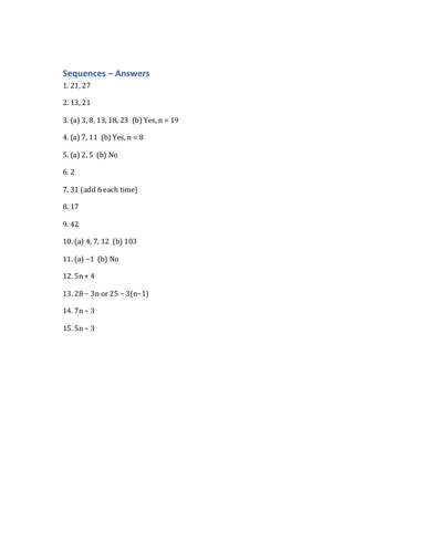 GCSE Maths – Sequences Worksheet | Teaching Resources