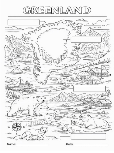 Greenland coloring picture | Teaching Resources