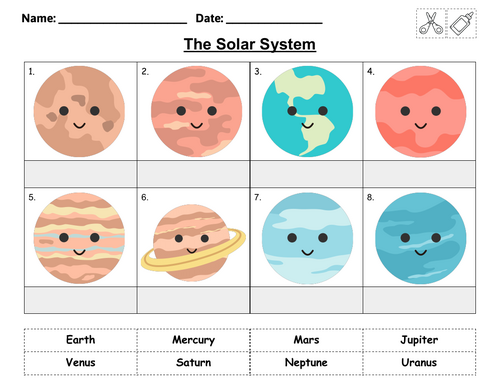 Solar System Cut and Paste Activity | Planets Science Worksheet for ...