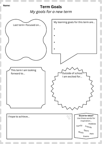 KS2 PSHE and Form Time Worksheet | Goal-setting for a new term ...