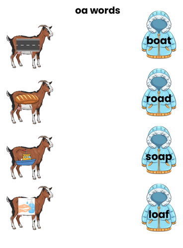 Phase 3 OA Digraph Worksheet – Match the Picture to the Word (Goat ...