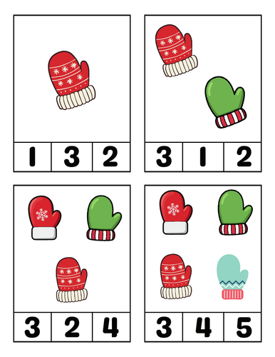 Mittens Count and Clip Cards | Winter Math Activity | Numbers 1–10 ...