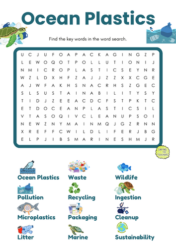 Ocean Plastics Word Search | Marine Pollution Geography Vocabulary ...