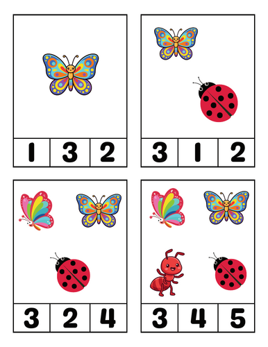 Insects & Minibeasts Count and Clip Cards | Spring Math Activity ...